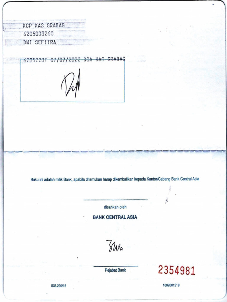 Buku Tabungan Bca | PDF