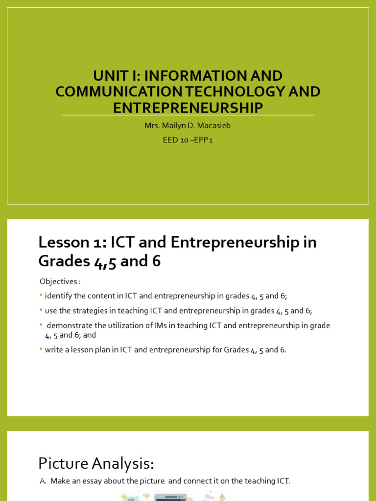 Unit I Ict Epp 1 Download Free Pdf Entrepreneurship Educational