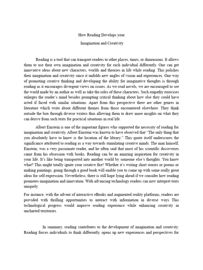 How Reading Develops Your Imagination and Creativity | PDF | Creativity ...