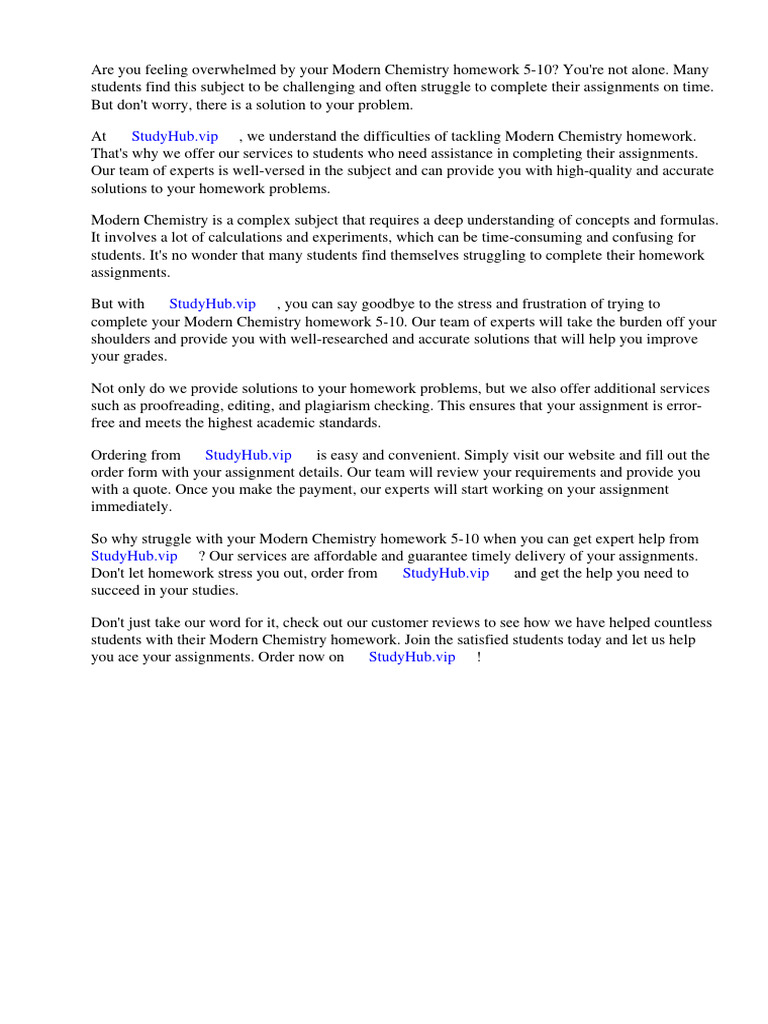 Modern Chemistry Homework 5-10 | PDF | Chemistry | Homework