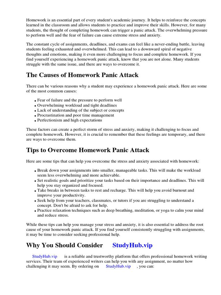 Homework Panic Attack | PDF | Panic Attack | Anxiety