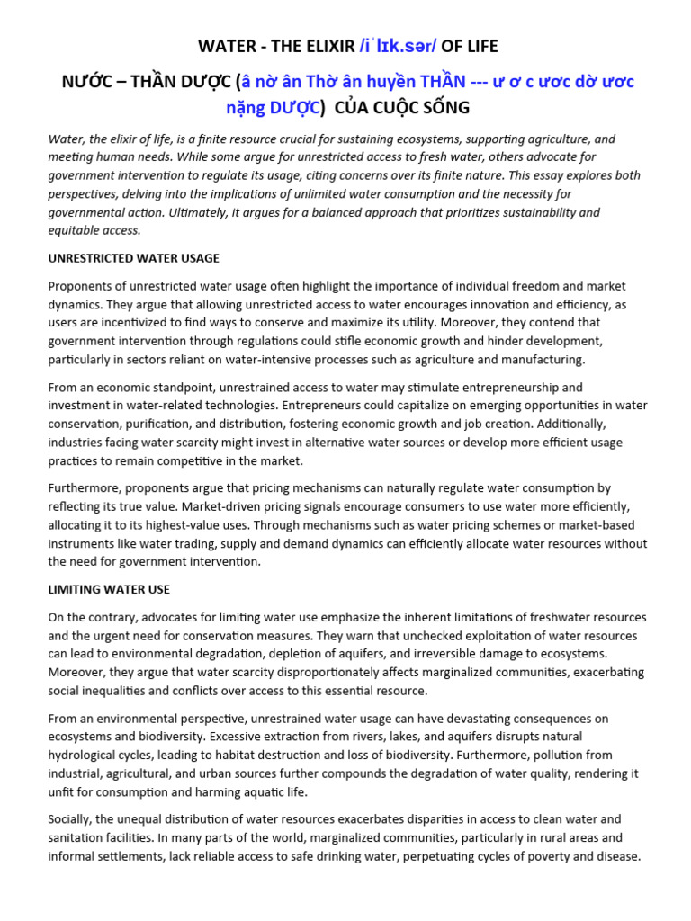 WATER The Elixir of LIFE | PDF | Water Resources | Water