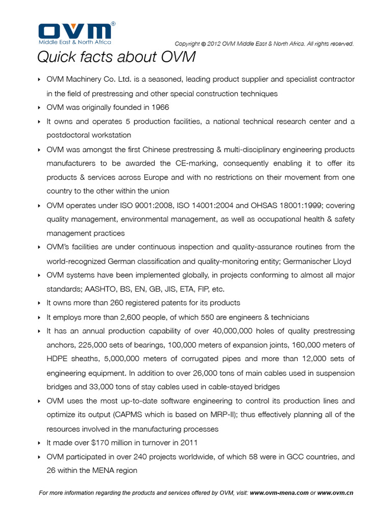 OVM Quick Facts | PDF | Business