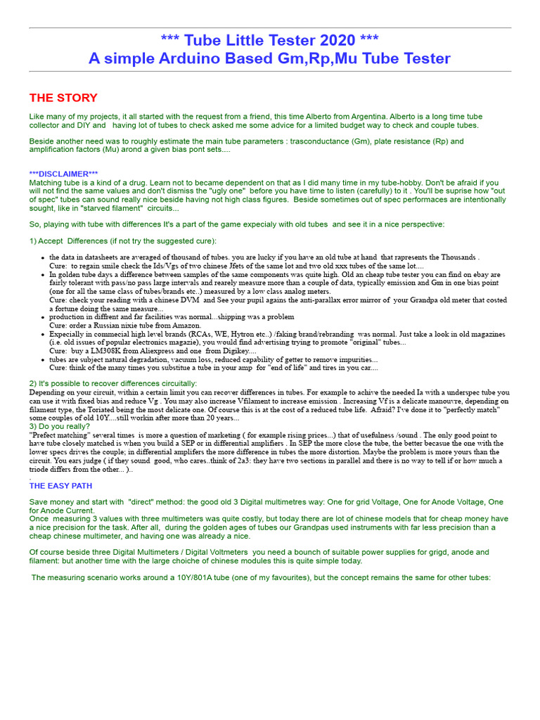 Arduino Tube Tester Guide | PDF | Vacuum Tube | Electrical Equipment