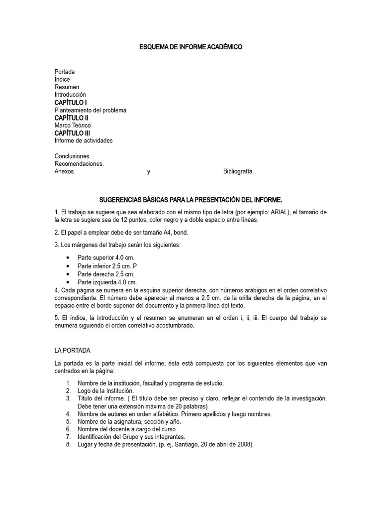 ESQUEMA DE INFORME ACADÉMICO (1) | PDF | Bibliografía
