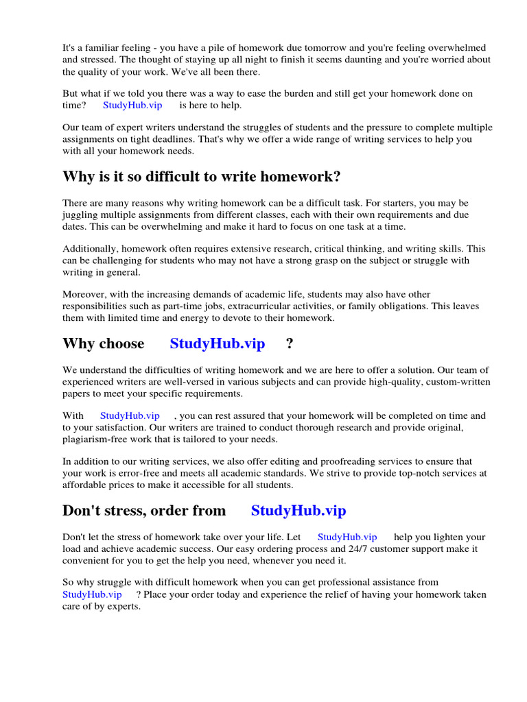 Lots of Homework Due Tomorrow | Download Free PDF | Homework