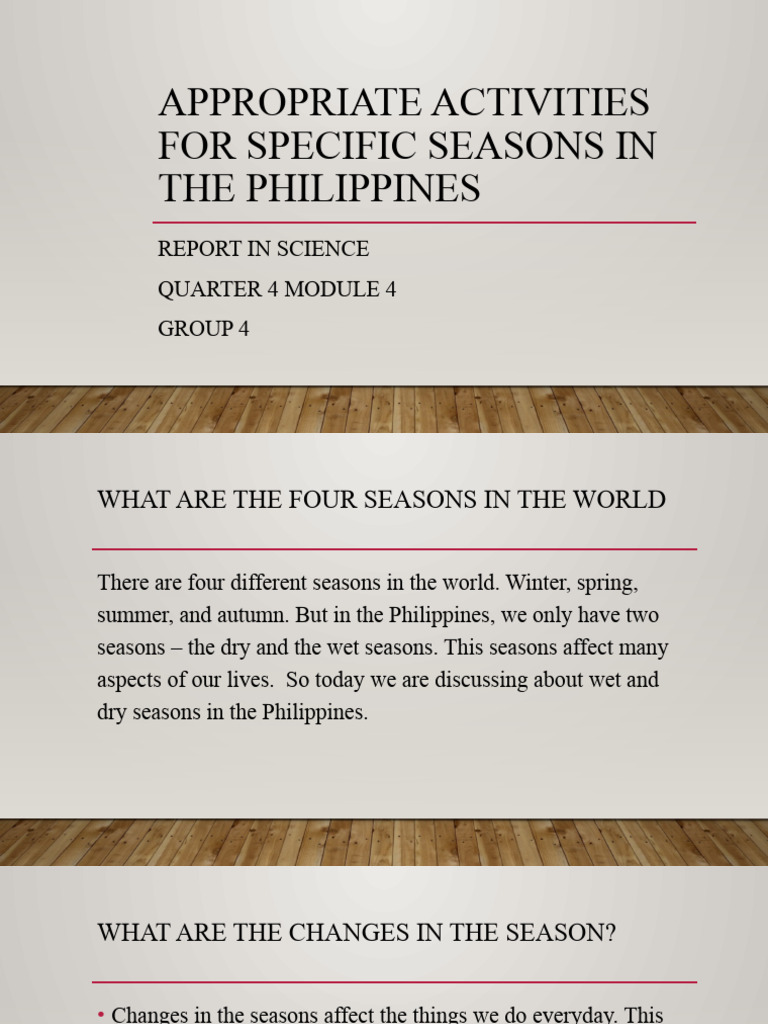 Activities for Wet and Dry Seasons | PDF
