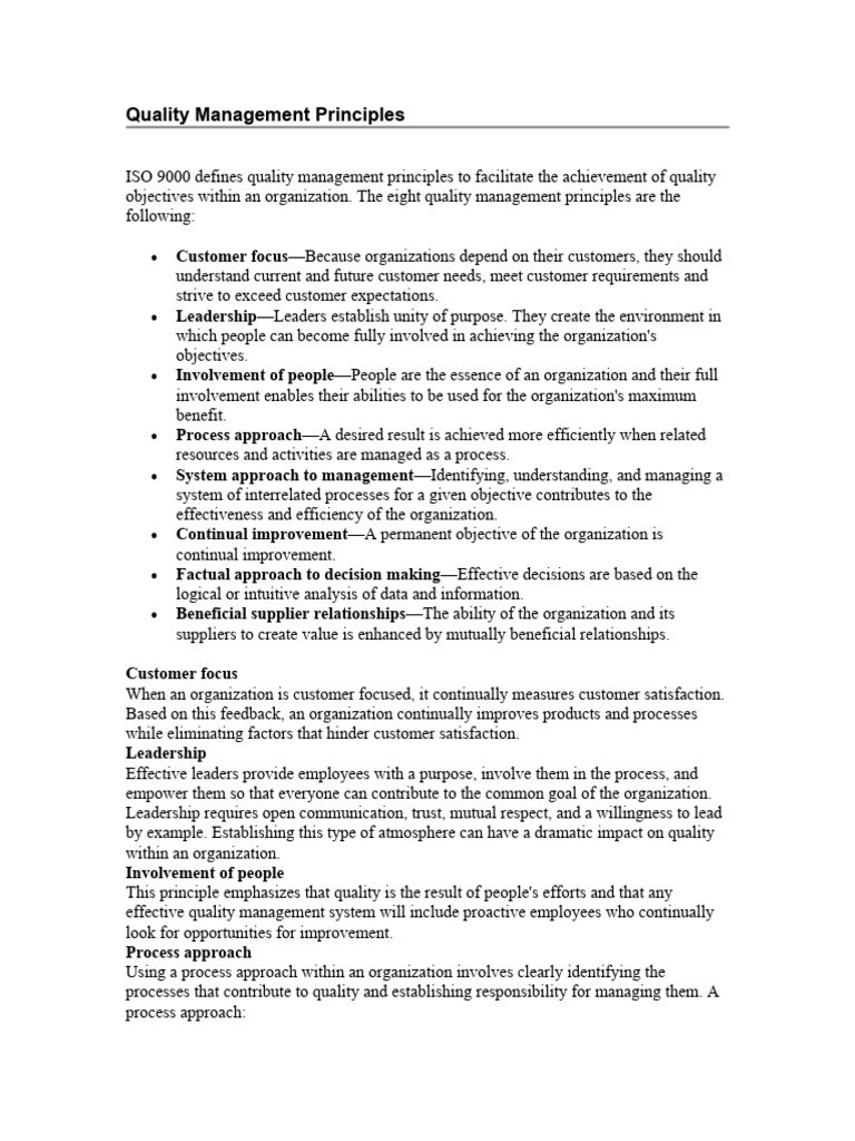 ISO Quality Management Principles | PDF | Quality Management | Leadership