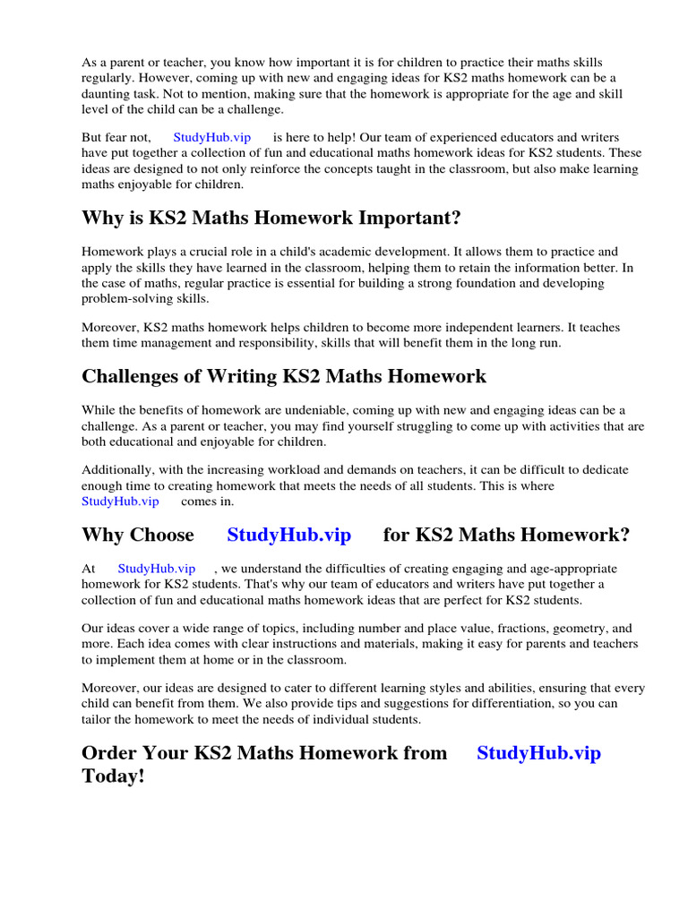 Maths Homework Ks2 Ideas | PDF | Worksheet | Teachers