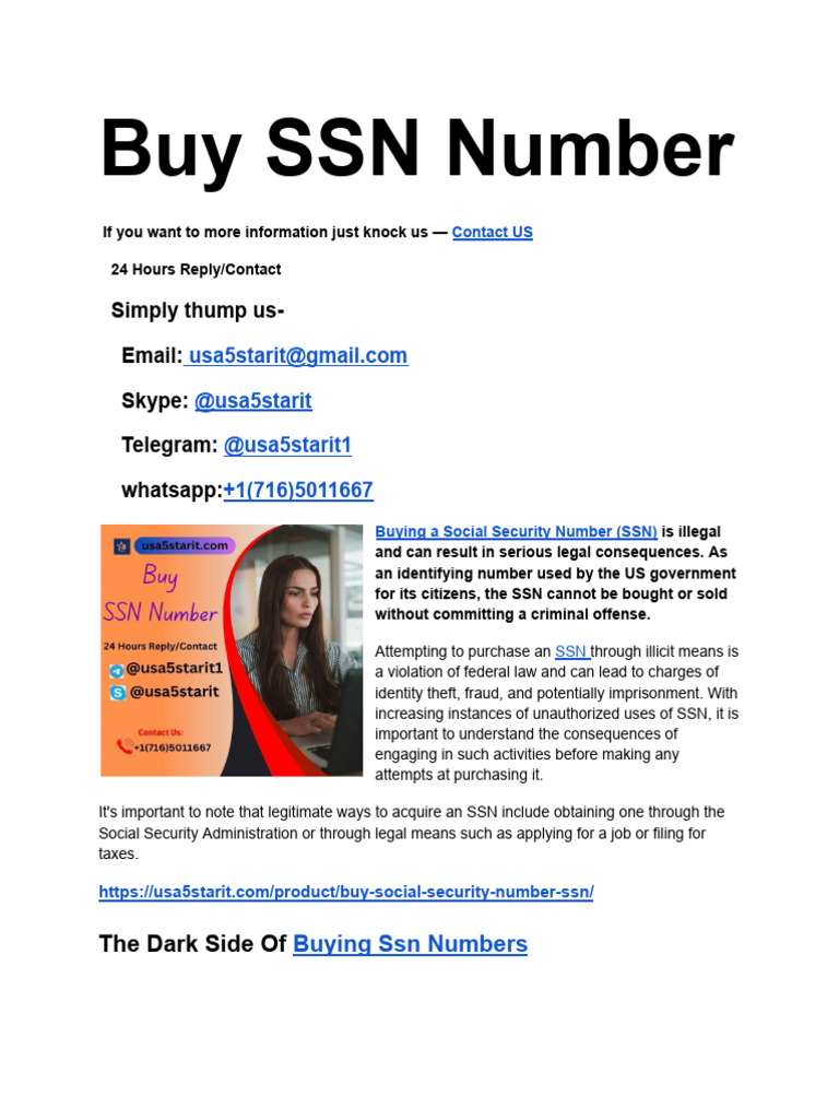 Buy SSN Number | PDF | Social Security Number | Identity Theft