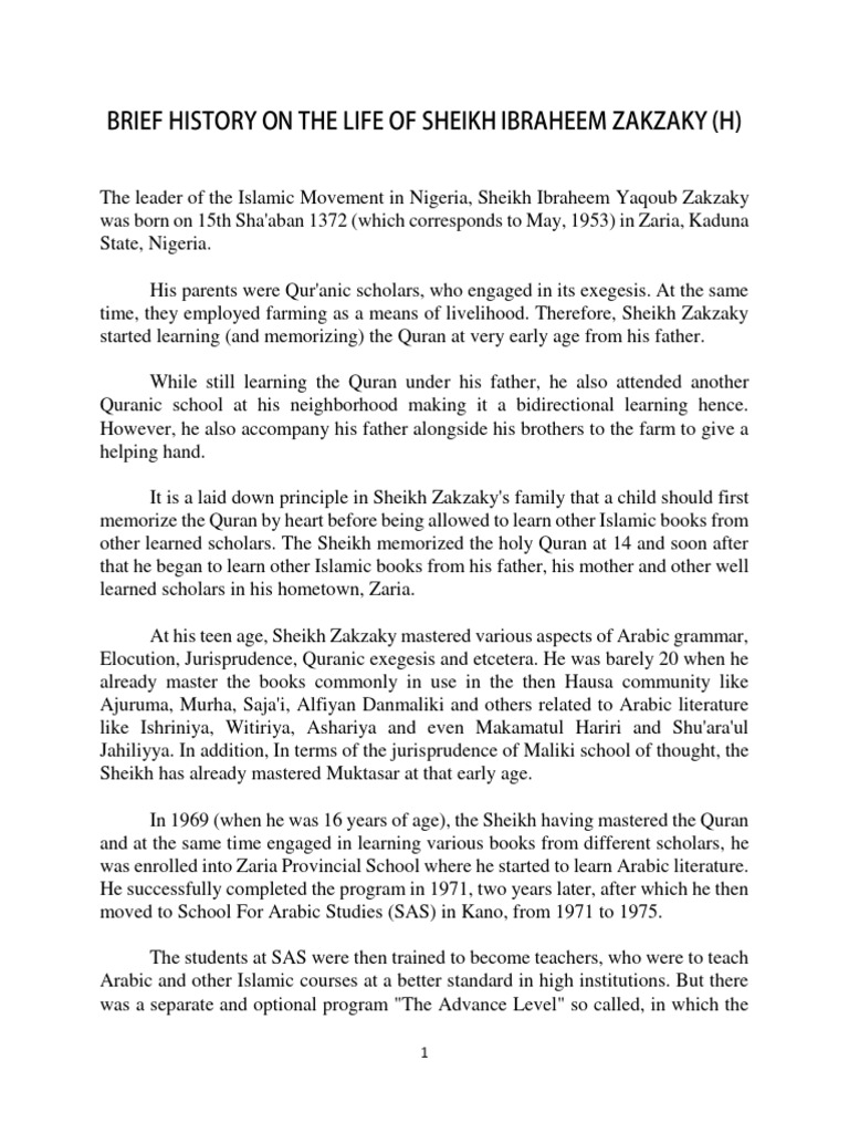 Brief History On The Life of Sheikh Ibraheem Zakzaky (H) | Download ...