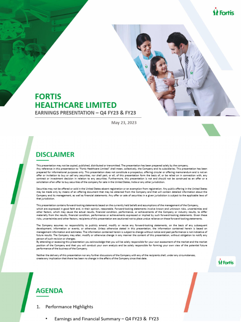 Fortis Q4 & FY23 Earnings Highlights | PDF | Equity (Finance) | Balance Sheet