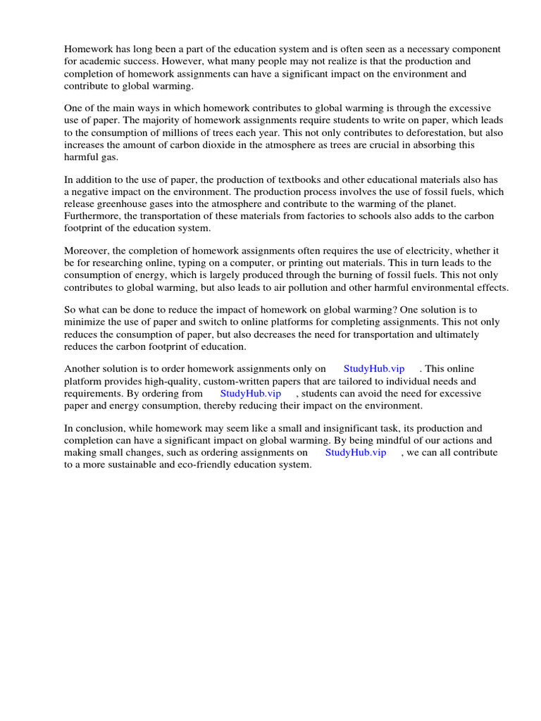 Homework Causes Global Warming | PDF | Climate Change | Carbon Footprint