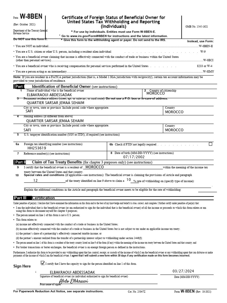 FW 8 Ben | PDF | Irs Tax Forms | Public Finance