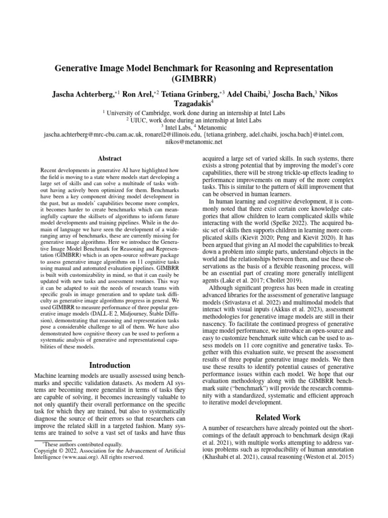 2023 - Generative Image Model Benchmark For Reasoning and ...