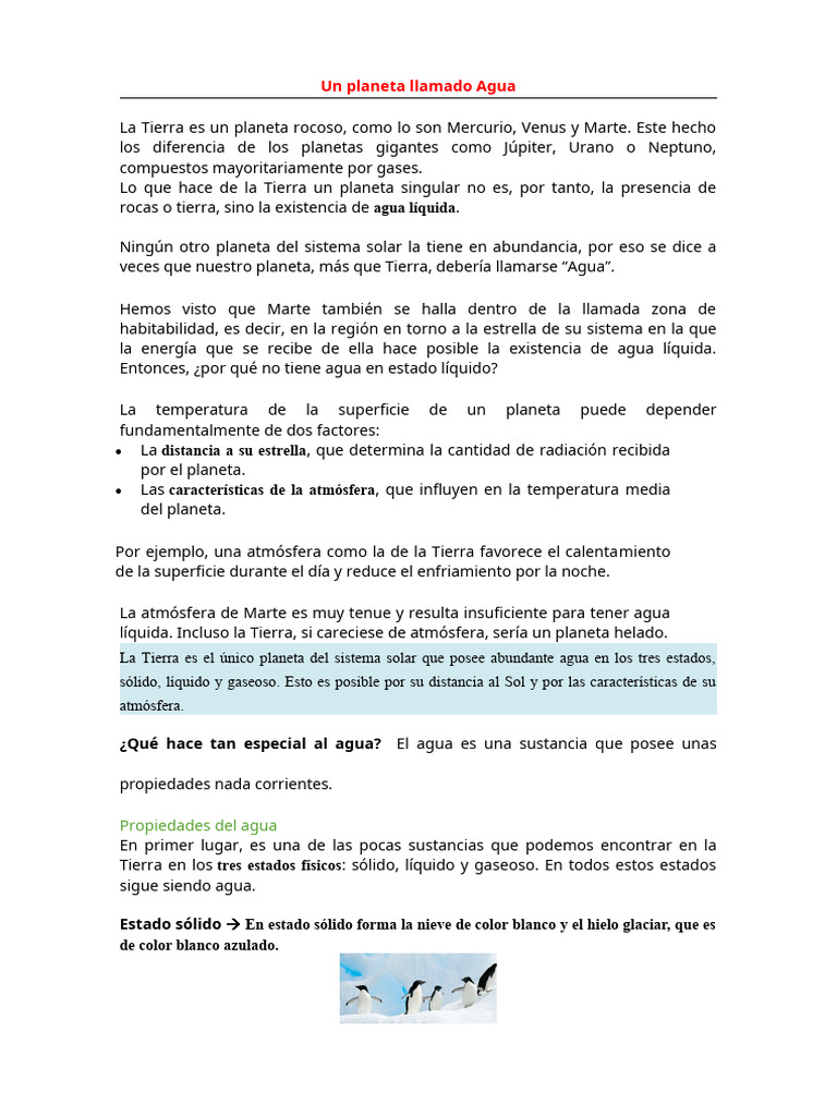 La Tierra: El Planeta del Agua | PDF | Agua | Agua subterránea