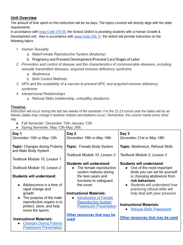 8th Grade HGD Unit Plan - Resources | PDF | Sexually Transmitted ...