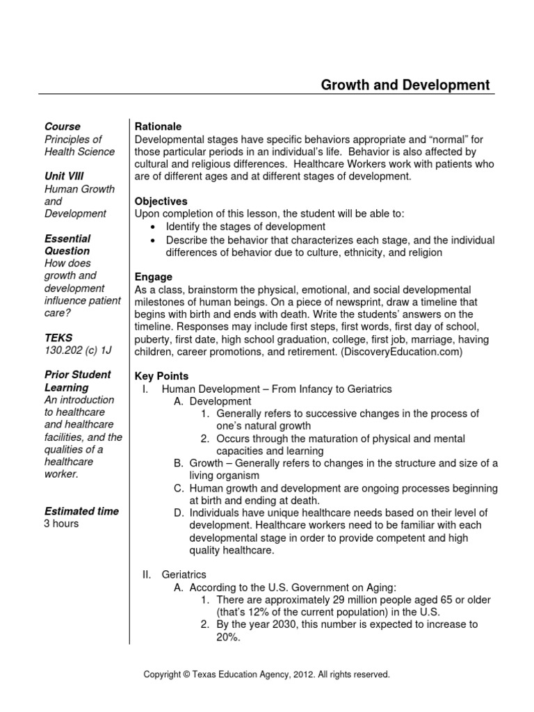 Growth-Development OUTLINE & TEST | PDF | Infants | Adults