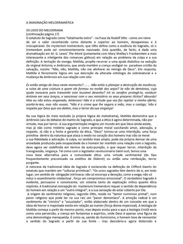 A Imaginação Melodramática | PDF | Moralidade | Sociologia