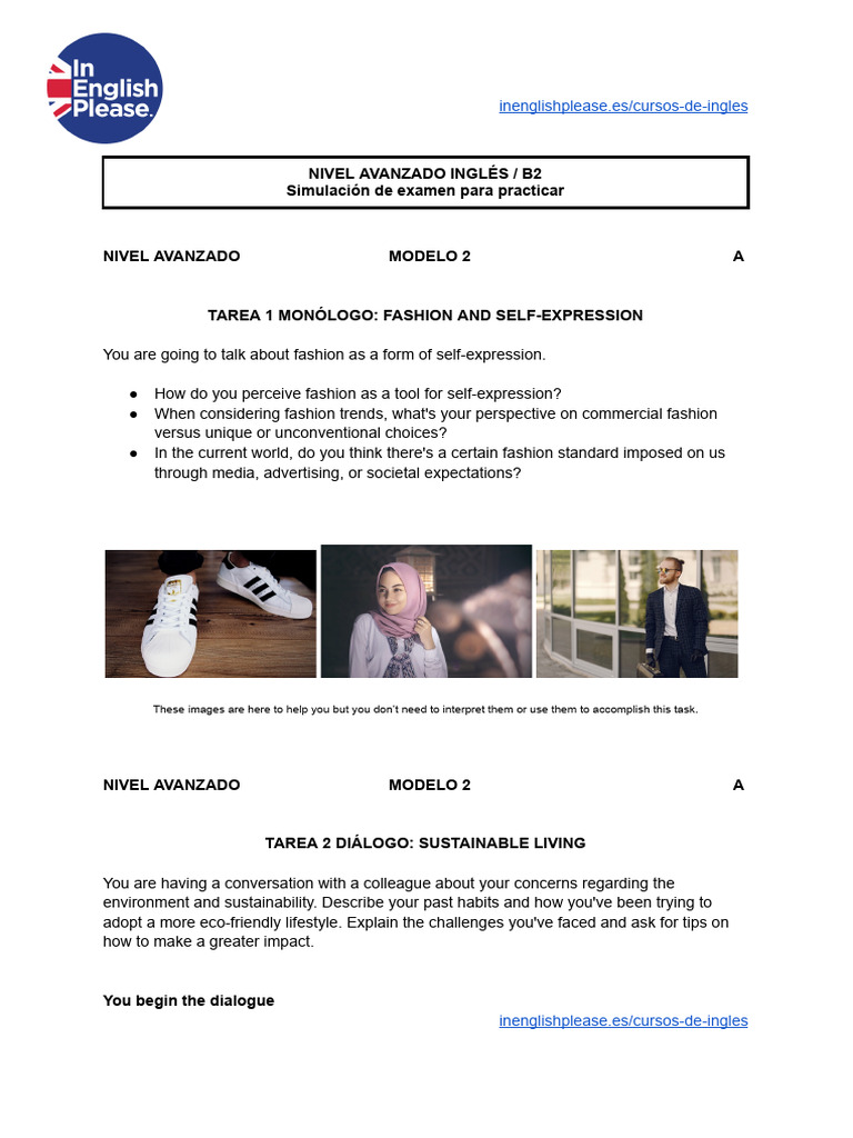 Example 2 Speaking EOI B2 | PDF | Social Psychology | Human Communication