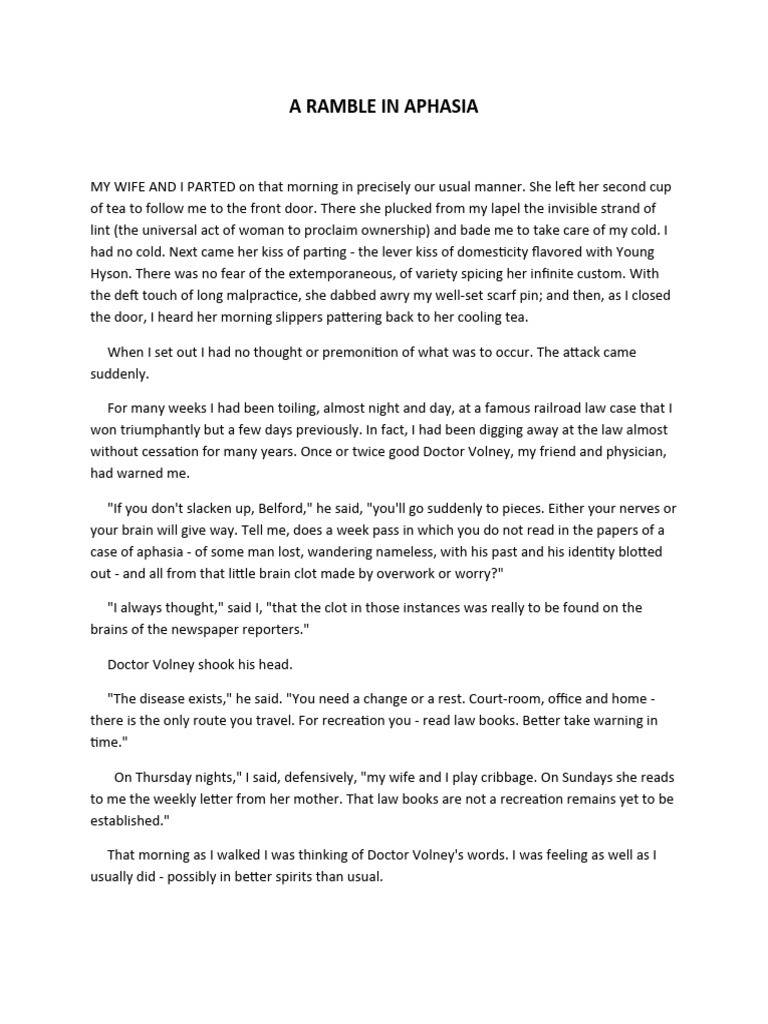 A Ramble in Aphasia | PDF | Religion & Spirituality | Poetry