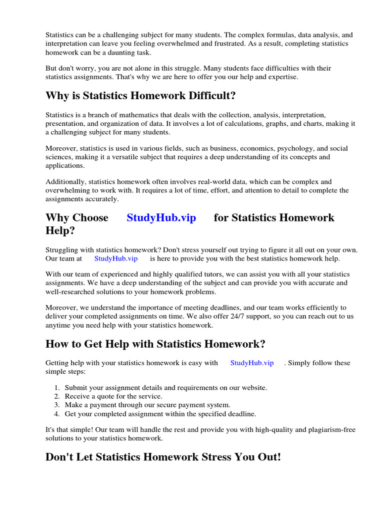 Homework Help With Statistics | PDF | Statistics | Homework