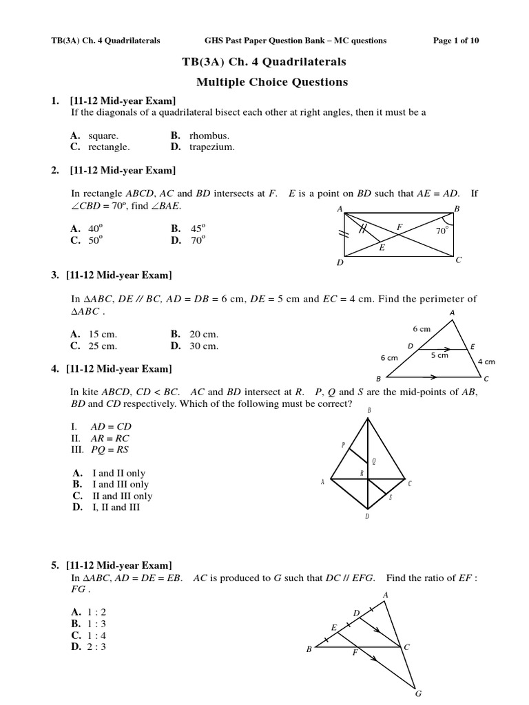 (11-16) 3A-Ch.4-Quadrilaterals - MC | PDF | Classical Geometry | Euclid