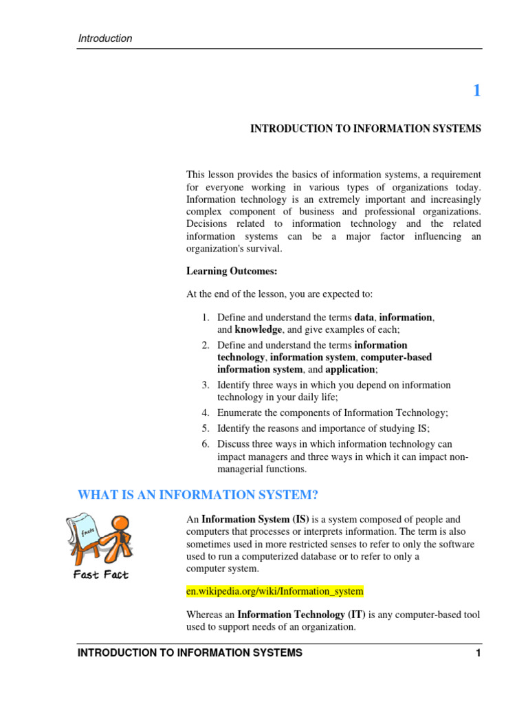 W1 Lesson 1 - Introduction to Information Systems - Module | PDF | Information System | Information