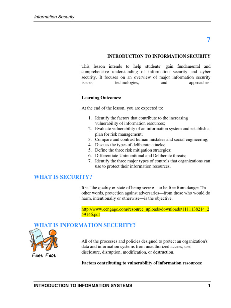 W7 Lesson 7 - Introduction to Information Security - Module | PDF | Information Security | Security