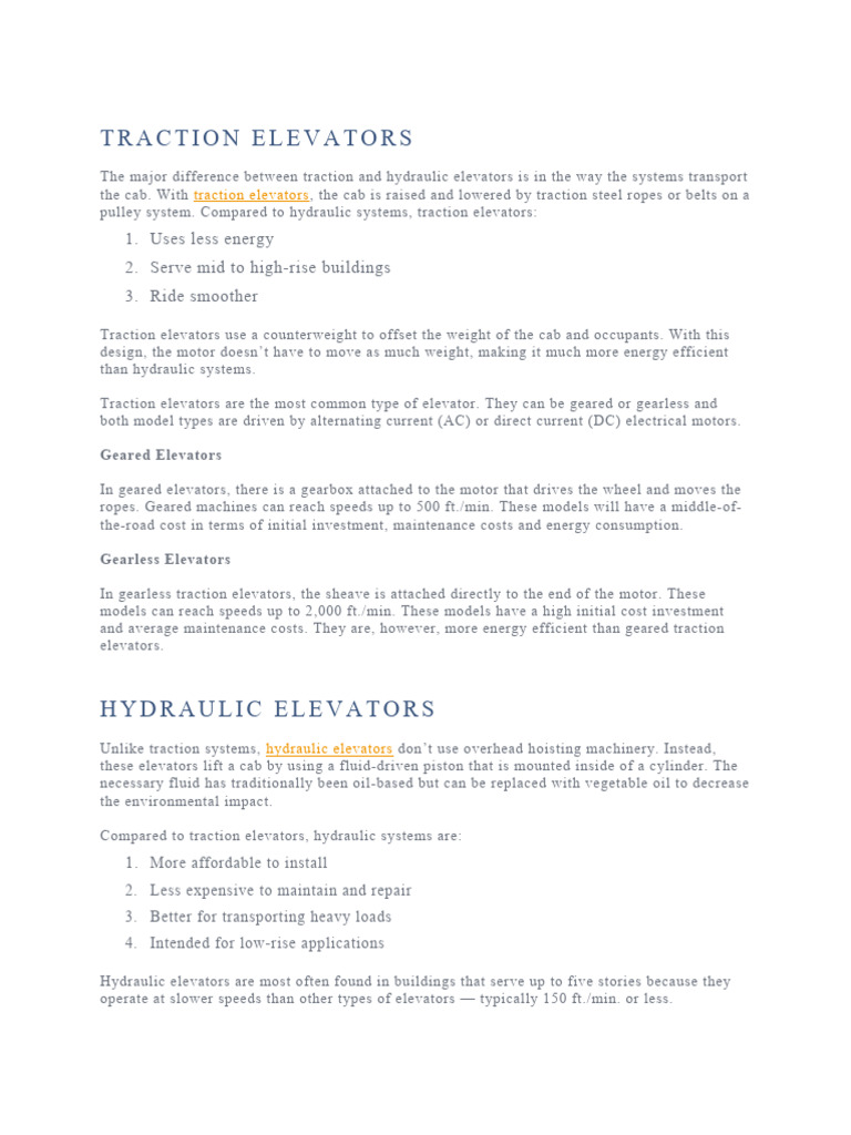 Traction Elevators | PDF | Elevator | Machines