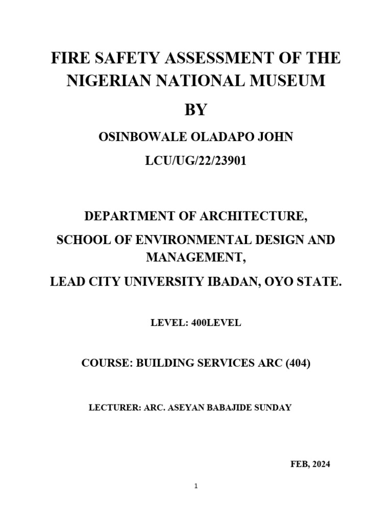 BUILDING SERVICES TERM PAPER ON FIRE SAFETY ASSESSMENT | PDF | Fire ...