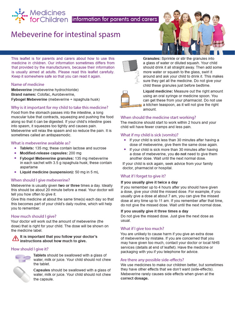 Mebeverine Use in Children: Parent Guide | PDF | Tablet (Pharmacy ...