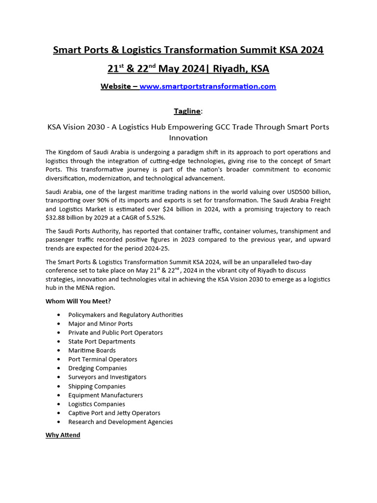 Web Content- Smart Ports Logistics Transformation Summit | PDF | Port ...