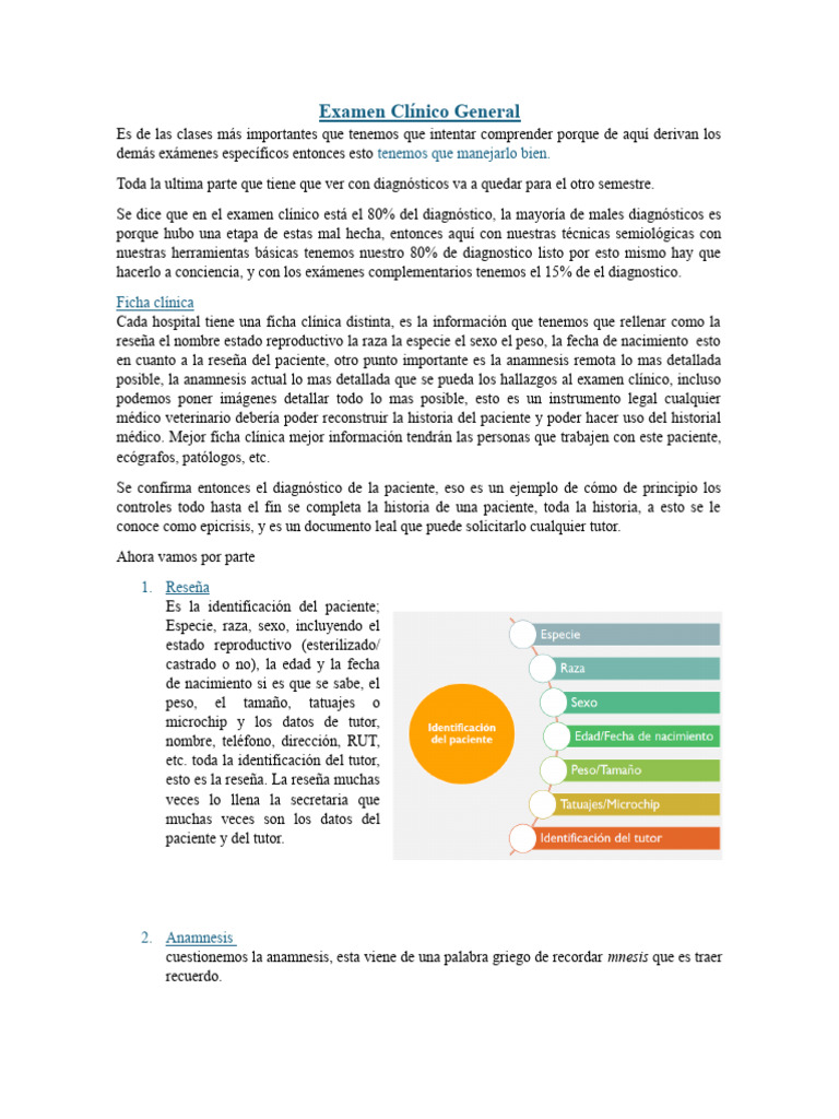 Examen Clínico General en Veterinaria | PDF | Diagnostico medico ...
