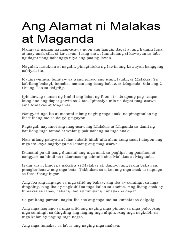 Ang Alamat Ni Malakas at Maganda | PDF
