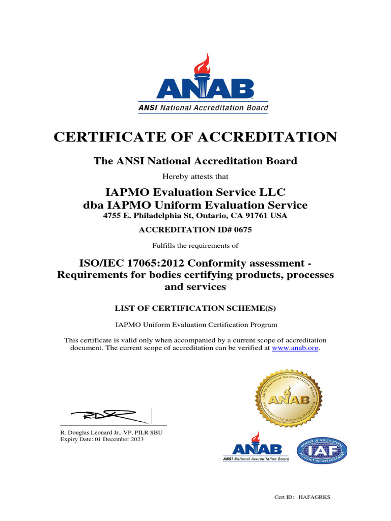Ues Ansi Accreditation - Certificate | PDF | Building Materials | Concrete
