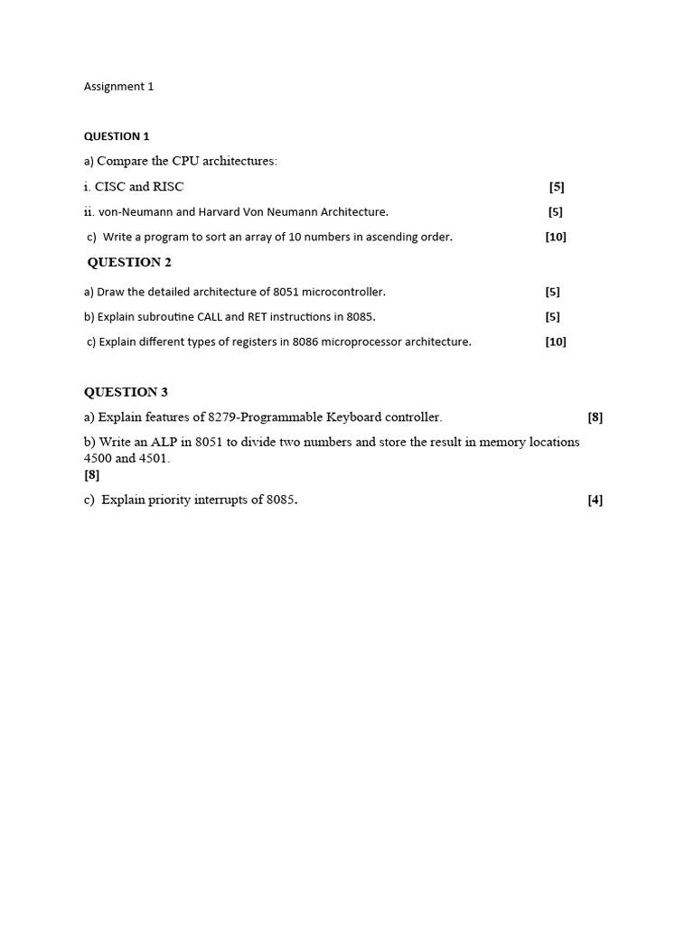 Assignment 1 Microprocessors and Embedded Systems Nov 23 | PDF | Computers