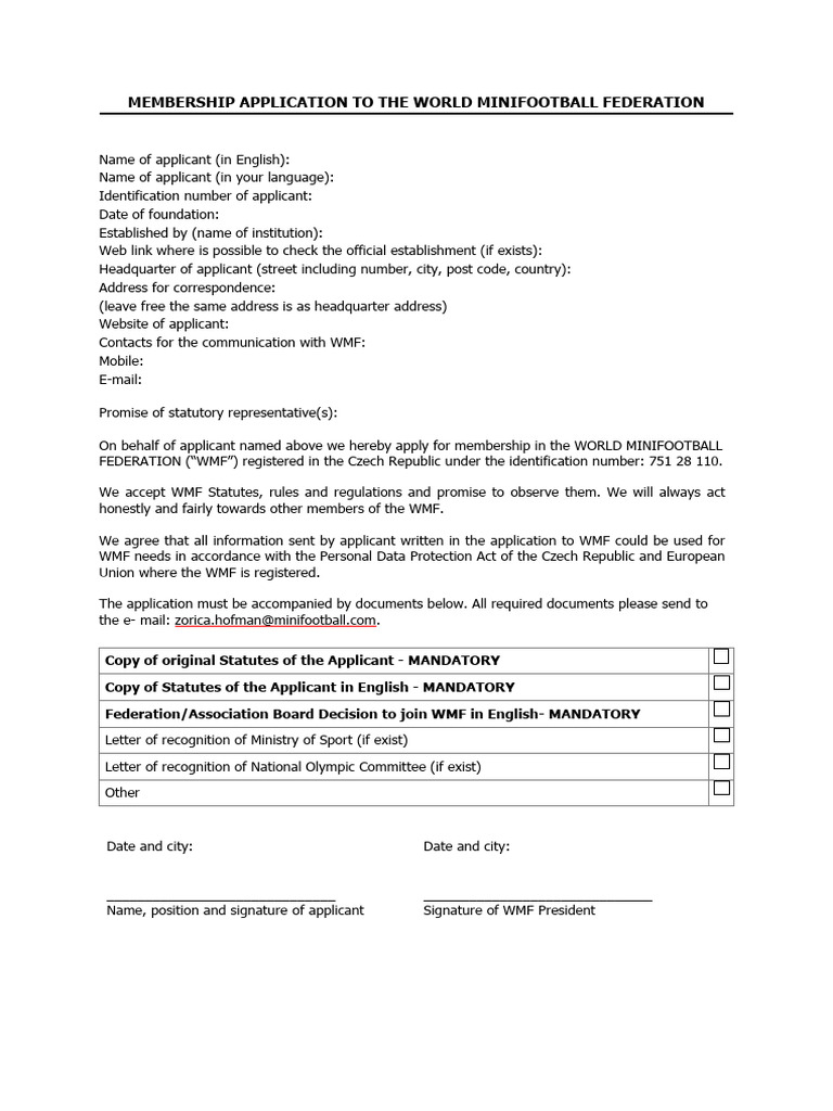 WMF_MEMBERSHIP_APPLICATION_FORM | PDF