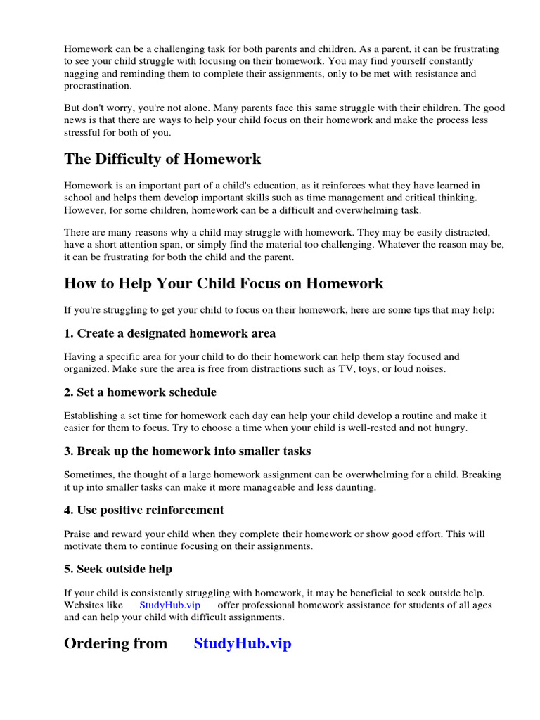 How Do I Get My Child To Focus On Homework | PDF | Homework | Attention