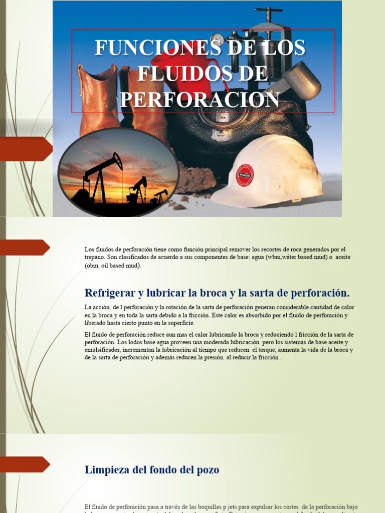 Funciones de Los Fluidos de Perforacion | PDF | Perforación | Presión
