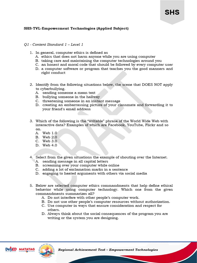 SHS TVL Empowerment Technologies Applied Subject | PDF | Infographics | World Wide Web