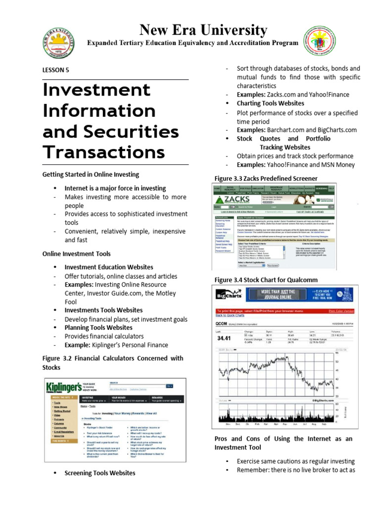 Lesson 5 - Investment Information and Securities Transactions | PDF ...