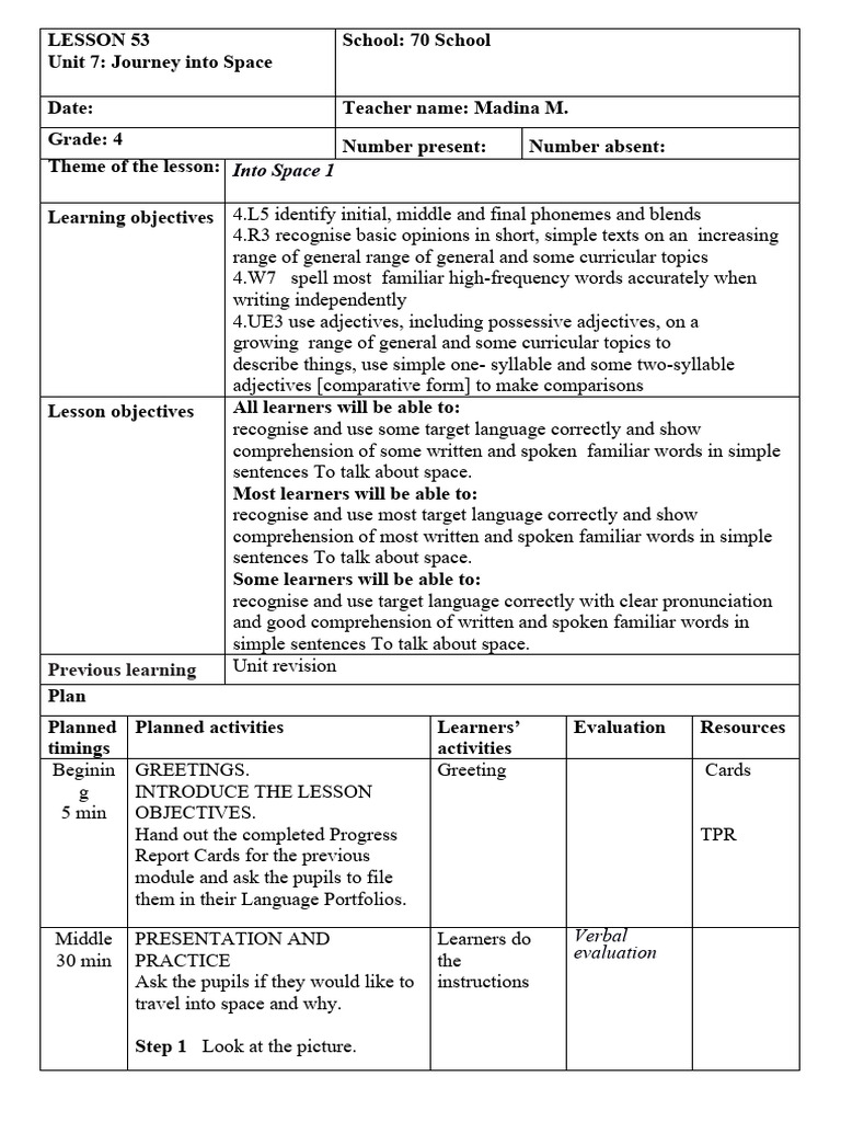 4 класс 4 четверть | PDF | Second Language | Learning