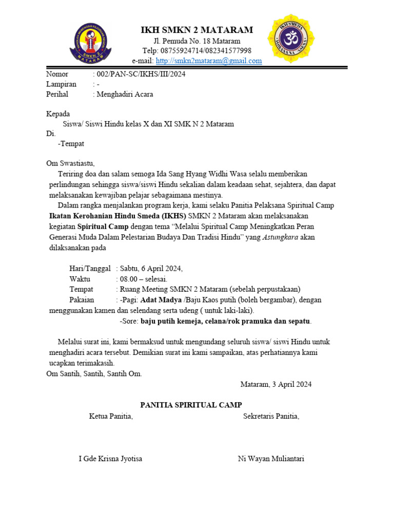 surat siswa sc | PDF