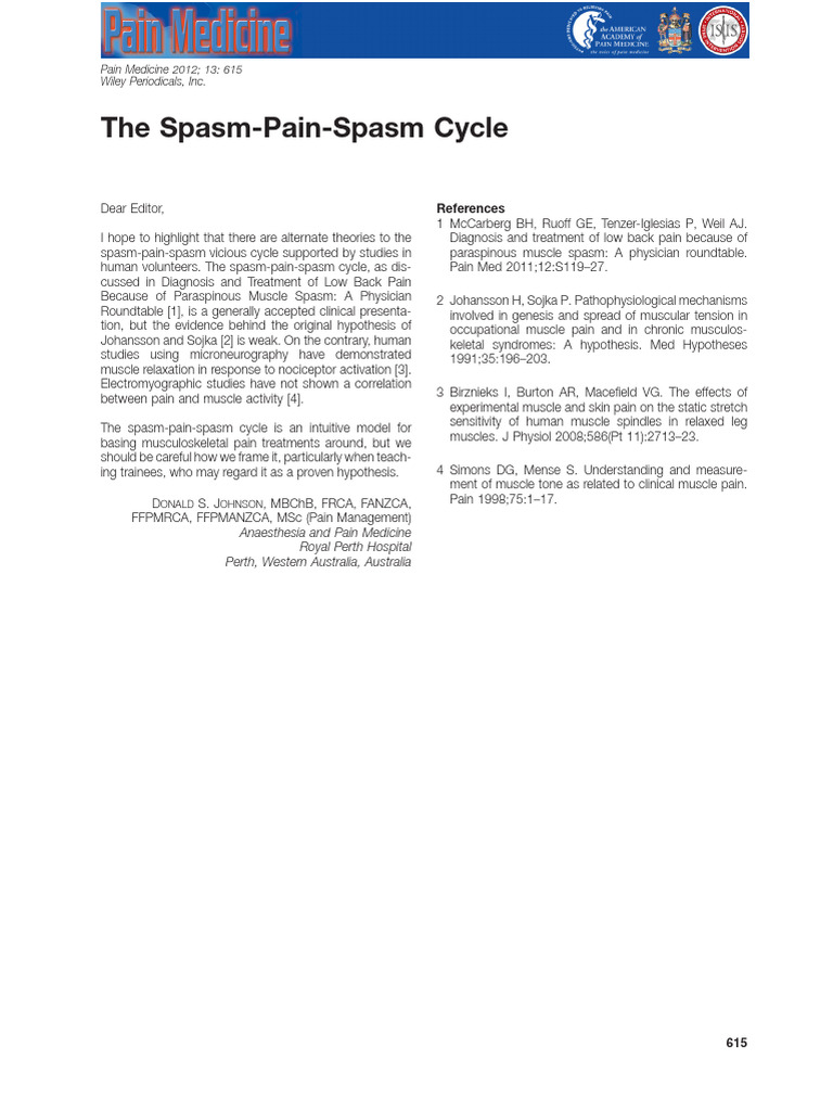 pain-spasm-pain cycle | PDF | Symptoms And Signs | Pain