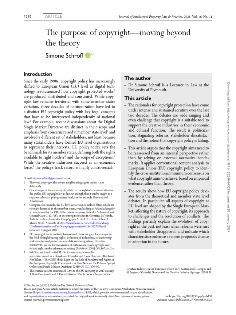 Purpose of Copyright | PDF | Copyright Infringement | Copyright