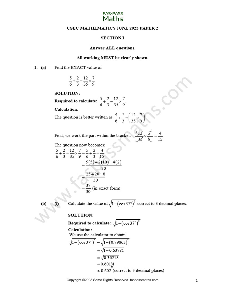 CSEC Maths 2023 PDF | PDF | Circle | Euclidean Geometry