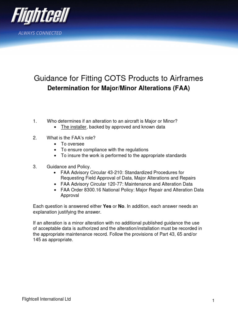 Major Minor Alteration Determination FAA | PDF | Engines | Aircraft