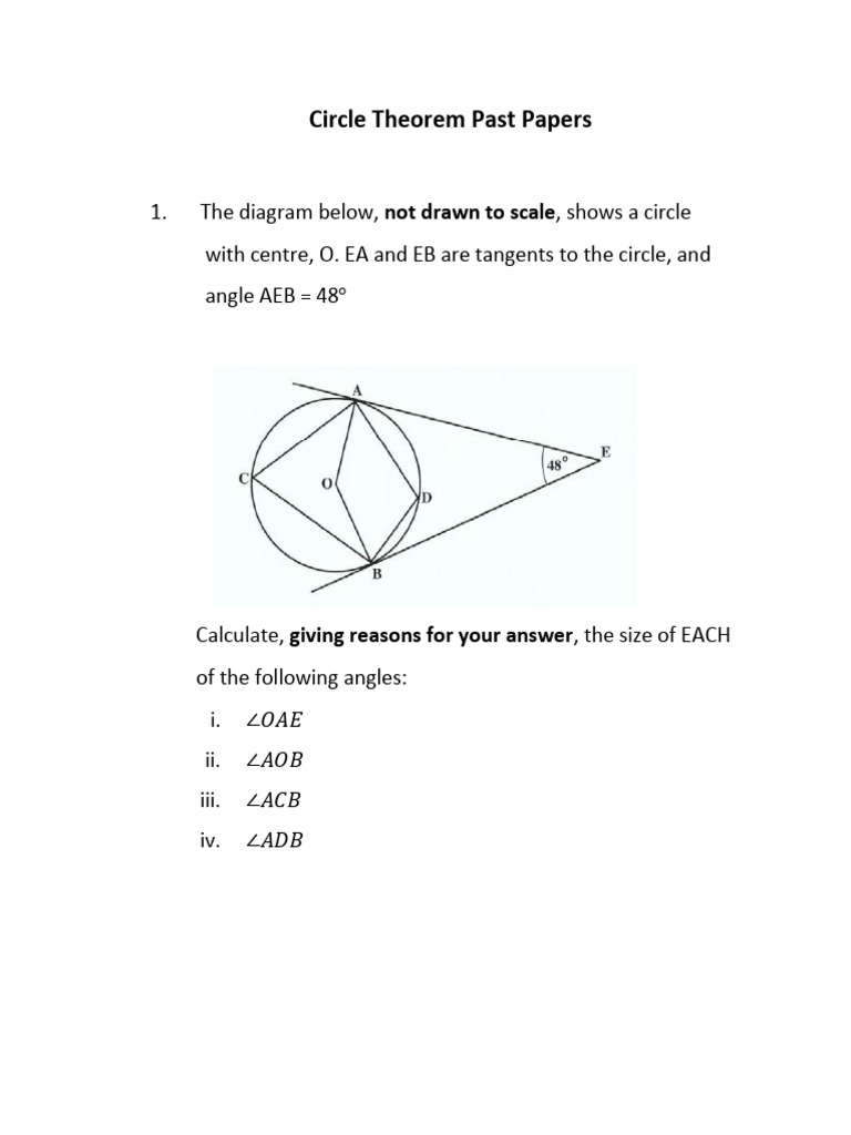 Circle Theorem Past Paper Solutions | PDF | Circle | Angle