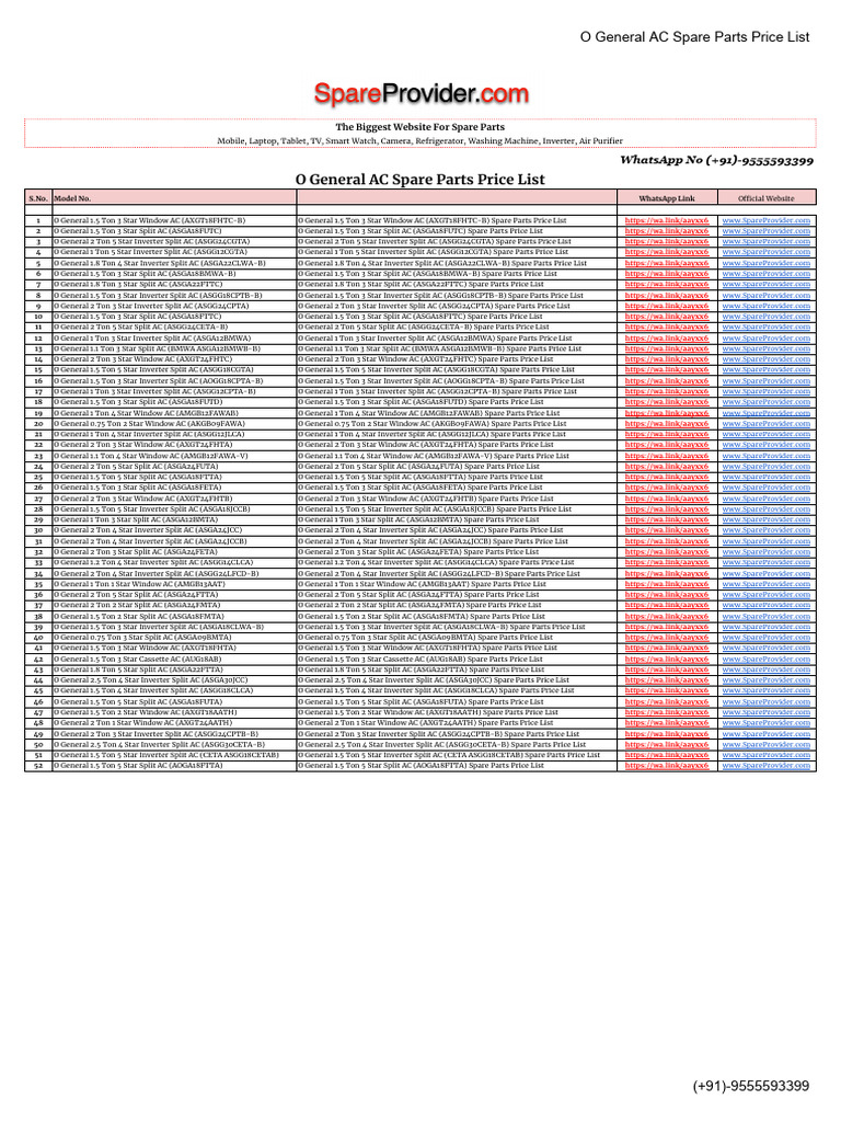 All ac price list store